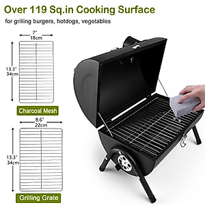 Portable Charcoal Grill Set of 12, Leonyo Tabletop Charcoal Grills, Compact Small BBQ Grill with Griddle Accessories for Outdoor Camping, Patio, Backyard, Beach, RV Traveling