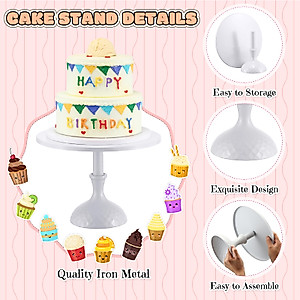 Hicarer 3pcs Cake Stand Set Metal Dessert Table Display Tiered Cupcake Holder of Disc Diameter 8" 10" 12", Grid Mesh Design Tall Base Candlestick Display for Wedding Baby Shower Birthday Party (White)