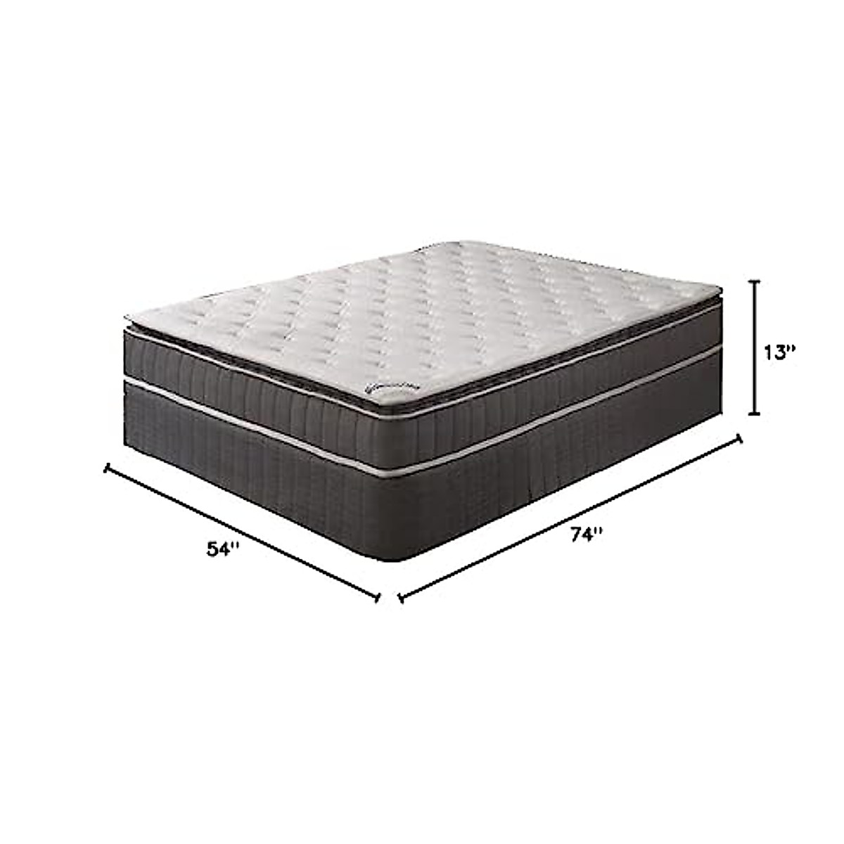 Continental Sleep 9-Inch Medium Firm Pillowtop Pocketed Coil Hybrid Mattress and 4" Low Profile Split Wood Box Spring Foundation Set, Full, White