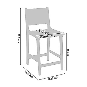 CangLong, Set of 2，Dark Grey Counter Stool Barstool 24 Inch Seat Height Faux Leather Straps