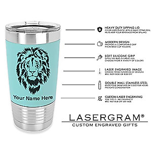 LaserGram 20oz Vacuum Insulated Tumbler Mug, Flag of Texas, Personalized Engraving Included (Silicone Grip, Teal)