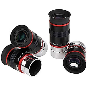 SVBONY Telescope Eyepiece FMC Broadband Green Film Telescope Accessory 1.25 68 Degree Ultra Wide Angle Eyepiece Set for Astronomical Telescope(6mm 9mm 15mm 20mm)