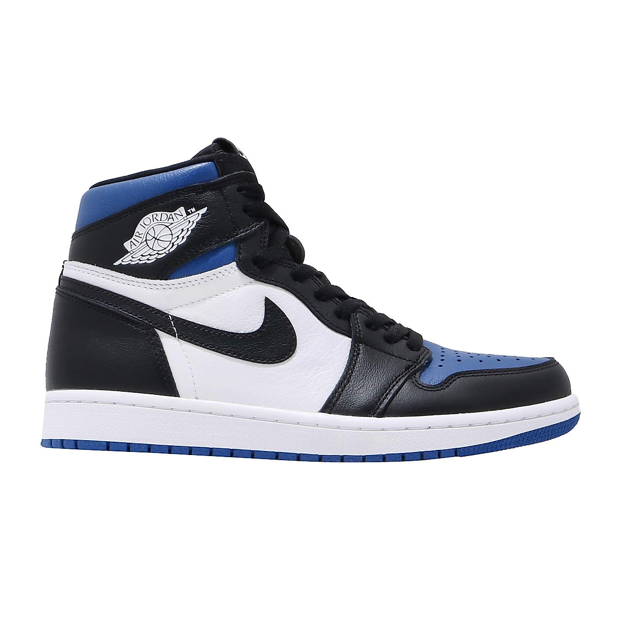AIR JORDAN Nike Mens 1 Retro Royal Toe Black/White/Game Royal Leather Size 11
