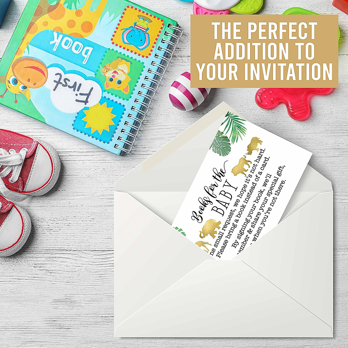 25 Book Request Baby Shower Guest Book Alternative - Safari Baby Shower Invitation Inserts, Books For Baby Shower Request Cards, Bring A Book Instead Of A Card, Baby Shower Book Request