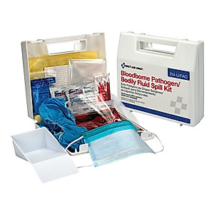 First Aid Only 214-U/FAO Body Fluid Clean Up Kit, 23-Piece Blood Pathogen Clean Up Kit in Plastic Case