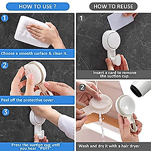 Suction Cup Hooks, No Drilling Suction Cups Heavy Duty Shower Hooks Max Hold 11lbs Wreath Hanger Powerful Suction Hooks Waterproof for Bathroom and Kitchen Towel, Loofah, Bathrobe, Clothes - 4 Pack