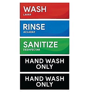 Hand Wash Only & Wash Rinse Sanitize Sticker Bundle