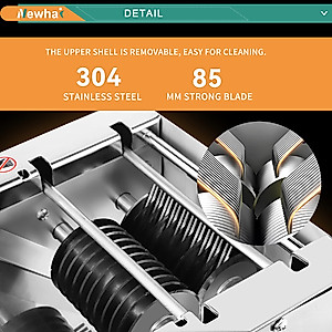 Newhai Upgraded Meat Cutter Machine, Commercial 3.5mm Electric Meat Slicer Shredded Cutting Machine, Stainless Steel 350lb/h, for Slices Strips Cubes (Meat thickness: 3.5mm)