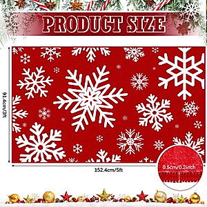 Drydiet Christmas Area Rug Xmas Snowflake Washable Non Slip Rug, Red White Xmas Winter Door Mat Holiday Decor Carpet for Living Room Bedroom Dining Room Kitchen Bathroom Hallway (3 x 5 Feet)