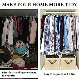 Tasmegol Clothes Steel Frame Storage Drawer Organizer Bins Foldable Closet Underwear Dresser Wardrobe Linen Fabric Cloth Box for Clothing Sock Bra Folded Pants Shirt（3 Sets Beige）