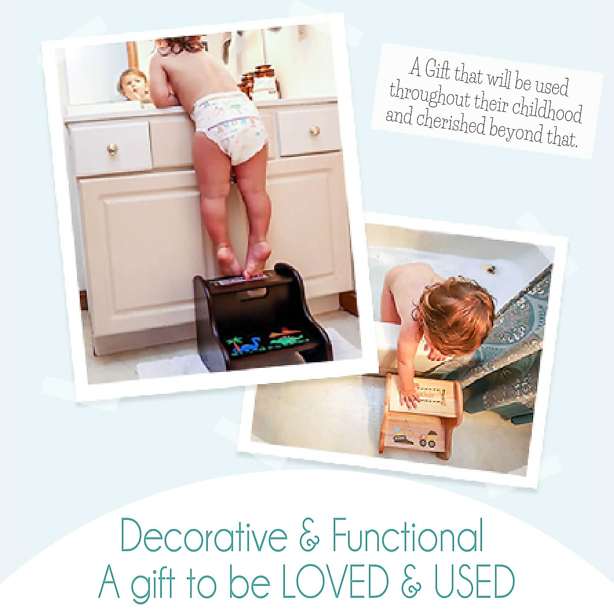 Personalized Red Ladybugs Natural Two Step Stool