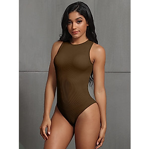 AUTOMET Womens 3 Piece Bodysuits Sexy Ribbed Sleeveless Halter Neck Shapewear Tank Tops One Piece Jumpsuits Summer Outfits