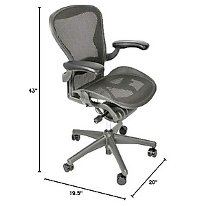 Aeron Herman Miller Office Chair Size B | Fully Adjustable with All Features Included| Quick and Easy Assembly| Renewed| 10 Year Warranty| Hardwood Floor Roller Blade Style Wheels Included
