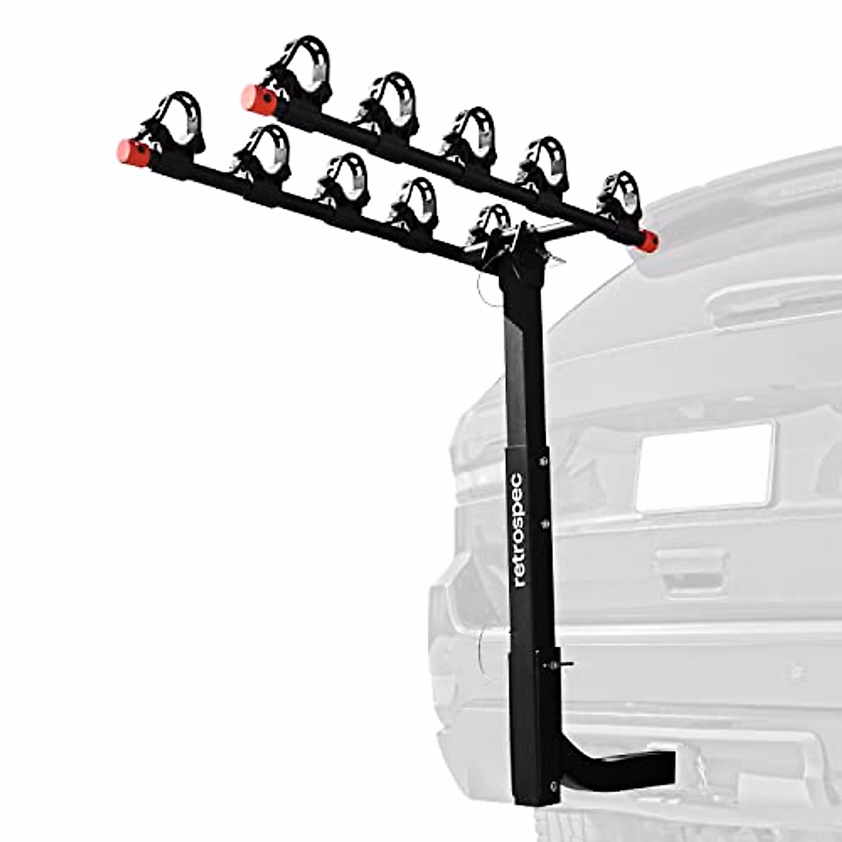 Retrospec Lenox 2-5 - Bike Hitch Rack for Cars, Trucks, SUVs with 2” Hitch | Foldable Steel Frame with Anti-Rattle Adapter, Tie Down Cradles and Straps - Fits Most Frames,Black