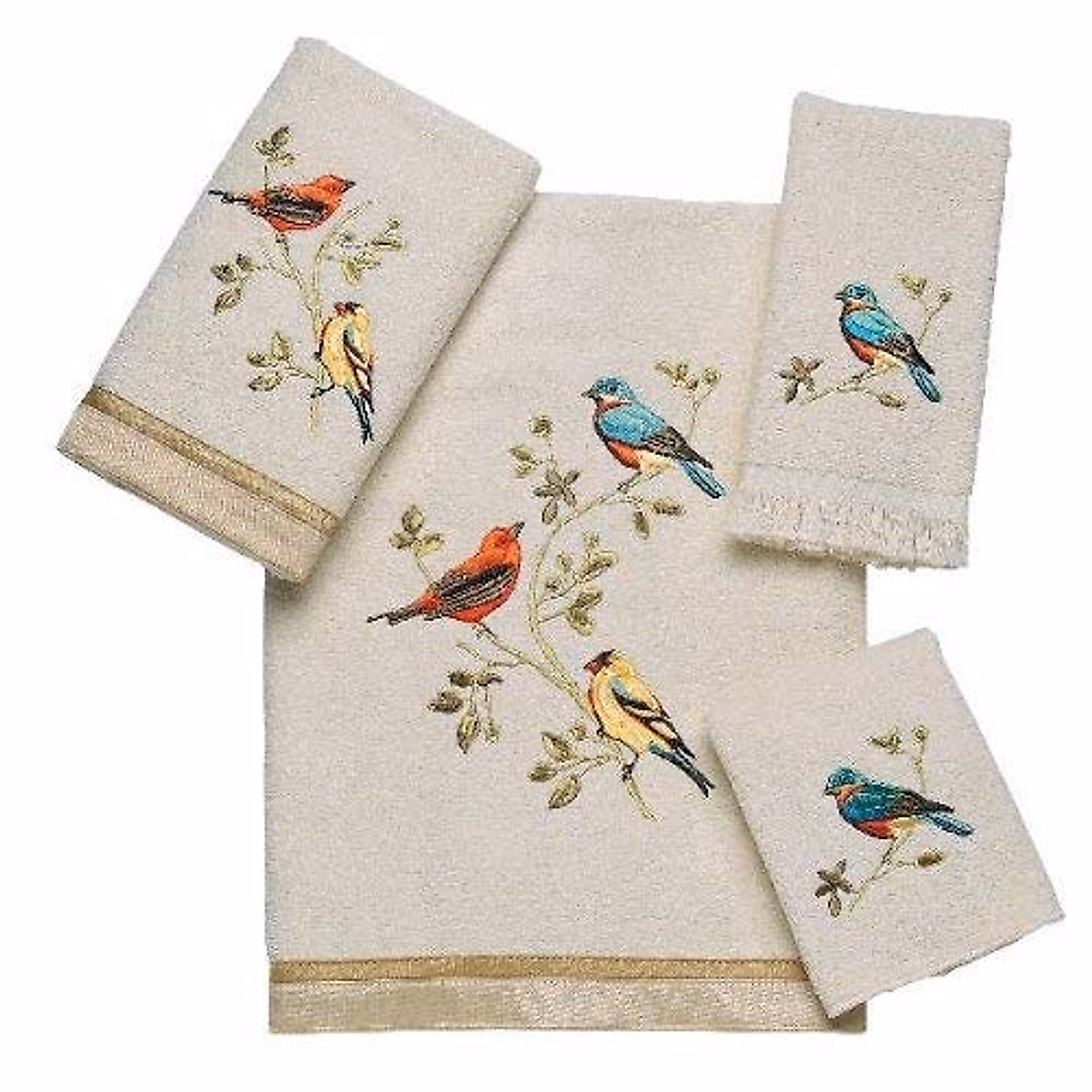 Avanti Linens - Fingertip Towel, Soft & Absorbent Cotton (Gilded Birds Collection)