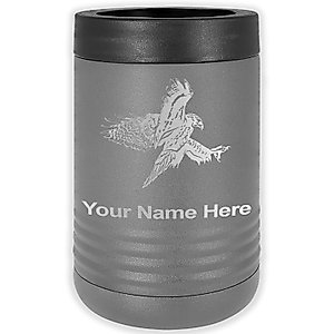 LaserGram Double Wall Insulated Beverage Can Holder, Hawk, Personalized Engraving Included (Standard Can, Gray)