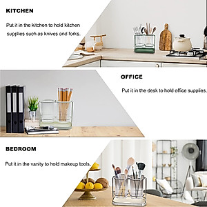 fapugh Kitchen Utensil Holder, Wall Silverware Organizer with Drain Tray, Utensil Holder Flatware Cutlery Storage Organizer for Kitchen Decor and Countertop, with 2 Draining Chopstick Cage (Silver)