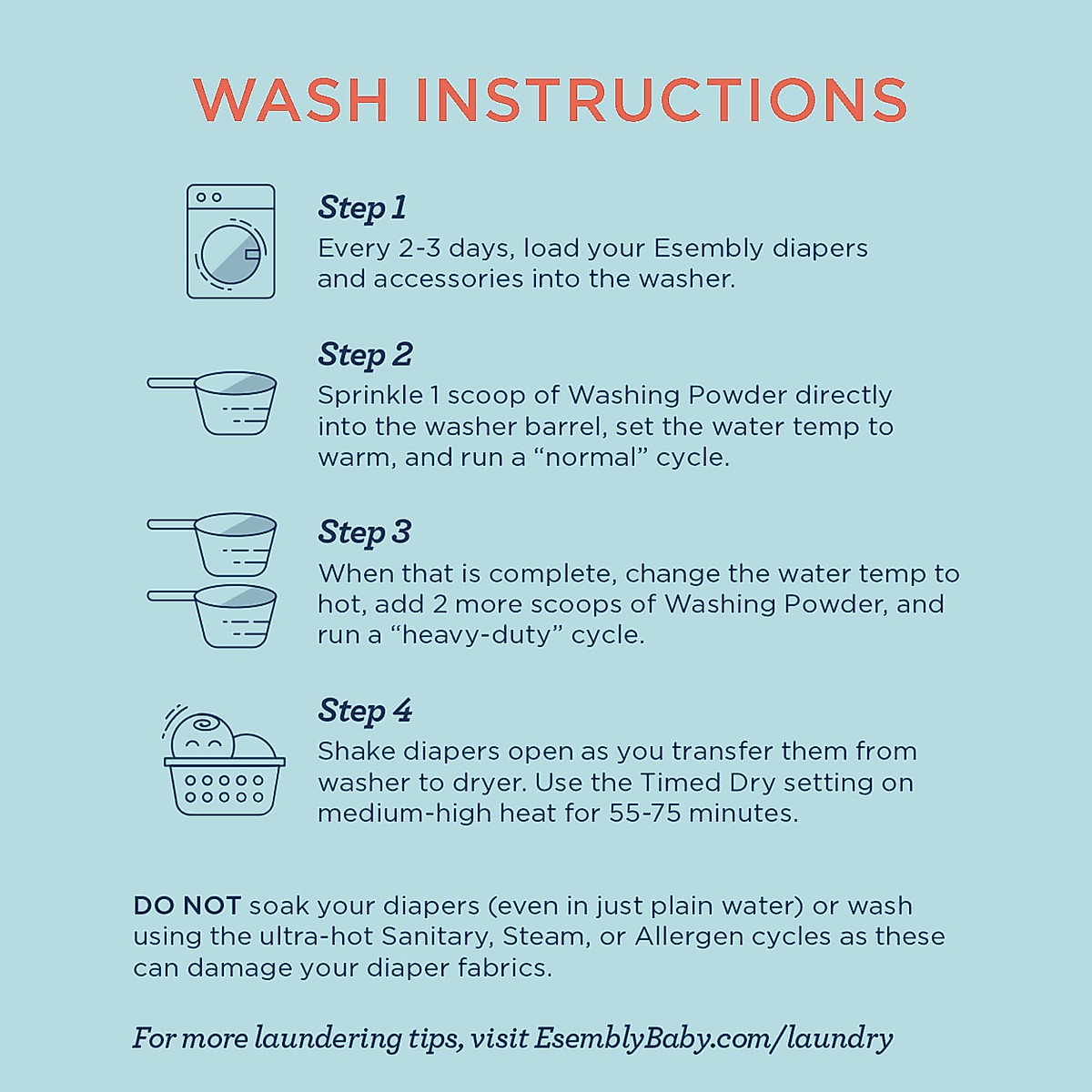 Esembly Cloth Diaper Bundle Set (Size 1, Sea Salt), Washing Powder Bundle (2 Pack) and Agitators Washer Dryer Balls (6 Pack) - Complete Cloth Diapering Laundry Package