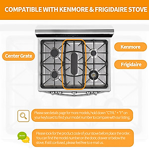 Upgraded A00263801 Grate Replacement for Kenmore Stove Parts Range Burner Grate, Frigidaire Gas Range Parts Cast Iron Center Grate Gas Cooktop Parts Stove Top Grate Cookware Accessories 1 Pack
