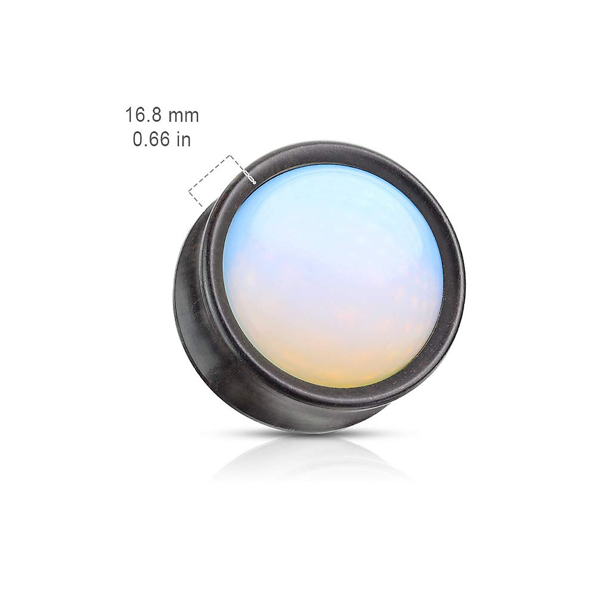 Pierced Owl Synthetic Opal Center Front-Facing Natural Ebony Wood Saddle Plugs, Sold as Pair (19mm (3/4"))