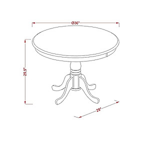 East West Furniture ANT-LWH-TP Antique Dining Room Round Kitchen Table Top with Pedestal Base, 36x36 Inch, Linen White