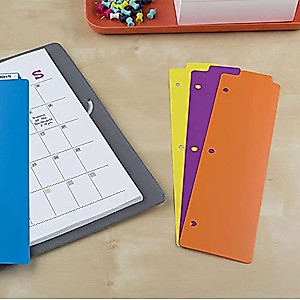 Khakho 10Pcs 3-Ring Binder Plastic Clapboard, Snap-in Bookmarks, Repositionable Document Tabs for Pages or Bookmarks, Reading Notes, Sorting Documents Signs (10)