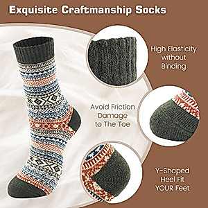 Loiyadn Loyaidn 5 Pairs Wool Socks for Women - Thick Soft Winter Socks for Women, Multicolored Winter Warm Boot Socks for Women Men