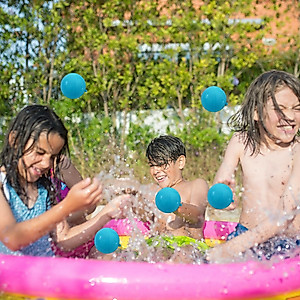 Grebest 5Pcs Reusable Water Balloons,Self Sealing & Quick Fill Silicone Latex-Free Water Bombs for Fun Splash Water Party,Outdoor Summer Pool Beach Toys for Kids Adults Blue 2.36