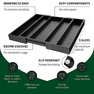 ROYAL CRAFT WOOD Black Drawer Dividers 22IN and Expandable Utensil Drawer Organizer