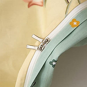 PinkMemory Queen Duvet Cover Yellow Garden Floral 100% Cotton,Reversible Yellow and Green Flower Pattern Bedding Duvet Cover Set Full Queen with Pillowcases Soft Durable Zipper-No Comforter Insert