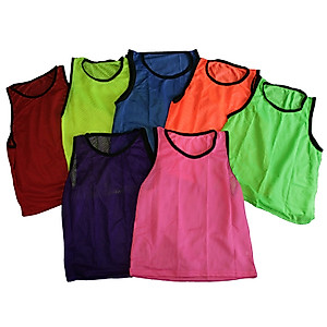 BlueDot Trading Adult Blue Scrimmage Training Vest Sports Pinnie in Nylon Mesh for all kinds of Sports Soccer, Football, Basketball, Lacrosse, 6 pack