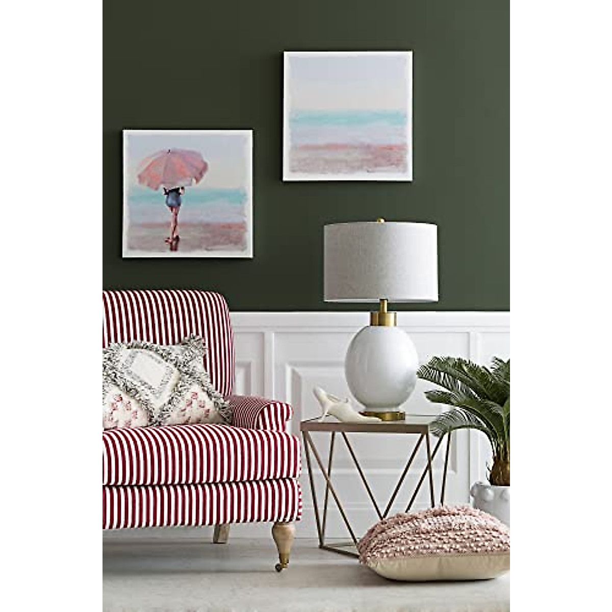 Creative Co-Op Wool Cream Kilim Pillow with Grey Fringe Accents