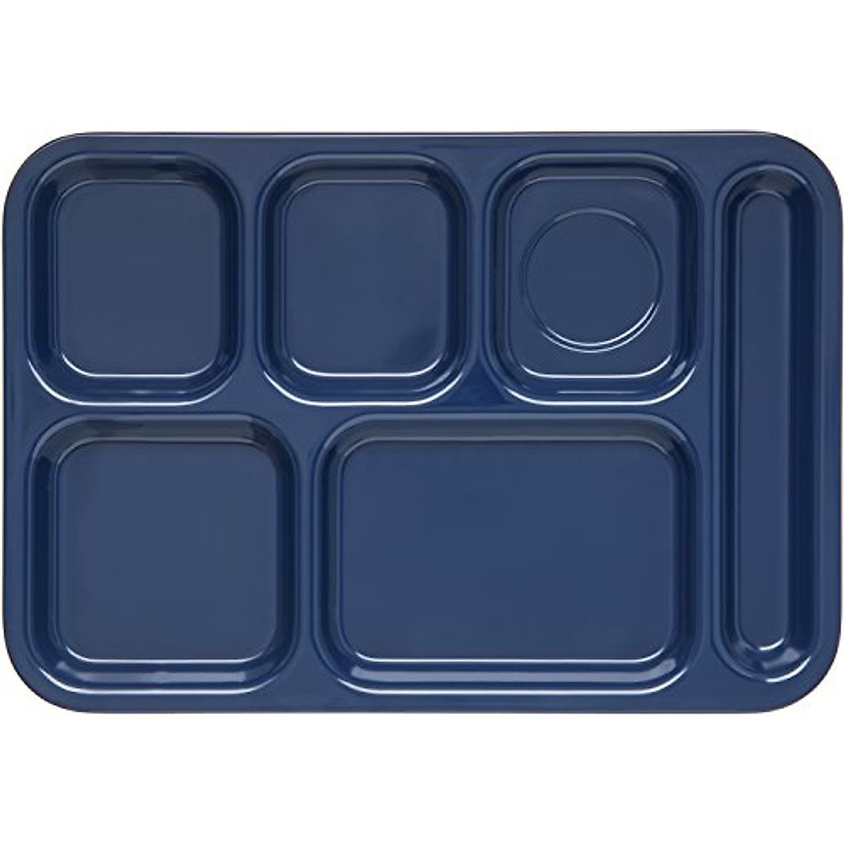 Carlisle FoodService Products Right Hand 6-Compartment Melamine Tray 14.5" x 10" - Dark Blue