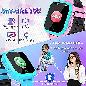 LITEYPP Kids Smart Watches Girls Boys, Smart Watch for Kids Ages 4-12 Yrs, Kids Smartwatch with Calling Dual Camera 14 Learning Games Video Music Flashlight, Boys Girls Birthday(Pink)