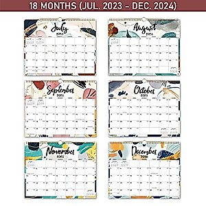 2023-2024 Wall Calendar - 18 Months Calendar from Jul. 2023 - Dec. 2024, 14.8" x 11.6", Twin-Wire Binding, Blank Block with Julian Dates, Perfect for Organizing at Home, School & Office