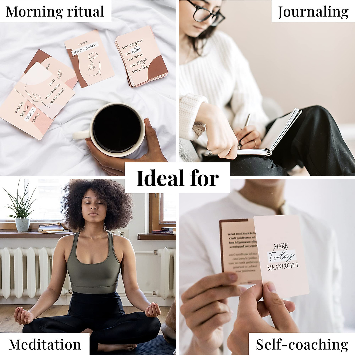 Daily Affirmation Cards for Women - 52 Inspirational & Motivational Cards with Empowering Actions for Girl Boss | Sturdy Double-Sided Deck | Positive Mindfulness Quotes for Meditation & Self Care
