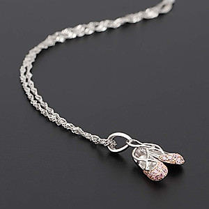 Gemschest 925 Sterling Silver Ballerina Necklace Jewelry Cubic Zirconia Ballet Slippers Shoes Necklace Unicorns Gifts for Girls Teen & Dancer 18"