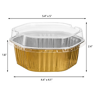 Frcctre 35 Pack Aluminum Foil Baking Cups with Lids, 13 Oz Disposable Hexagon Aluminum Foil Ramekins, Disposable Muffin Liners Cupcake Baking Cups for Dessert Pudding Party Wedding Birthday