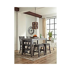 Signature Design by Ashley Caitbrook Rustic Counter Height Dining Table with Storage, Dark Gray
