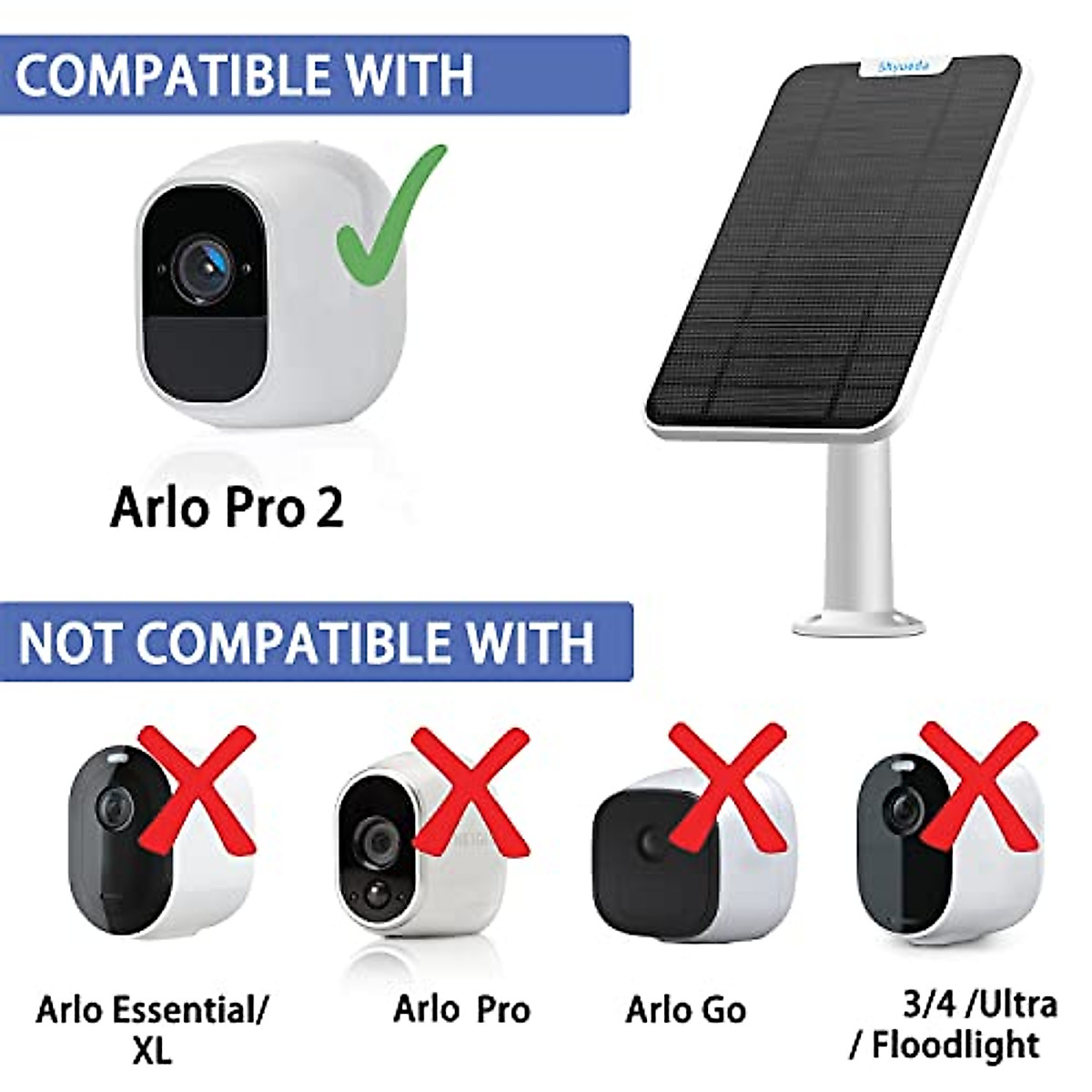 4W Solar Panel Charging Compatible with Arlo Pro 2 only, with 13.1ft Waterproof Charging Cable, IP65 Weatherproof,Includes Secure Wall Mount（3-Pack)(Not Compatible with Arlo Pro)