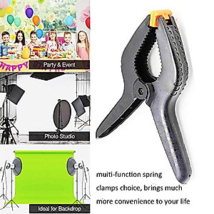 ONDY 2 Pack Of 9” Large Spring Clamps Heavy Duty Nylon Muslin Woodworking Clamps Photo Studio Backdrops Backgrounds Clamps Set, the Jaws Have a Maximum Opening of 4"