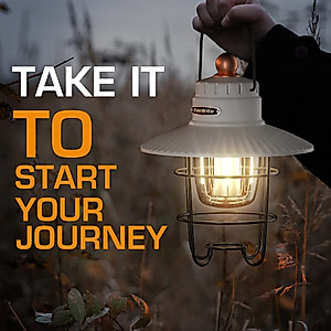 EverBrite LED Camping Lantern Pack of 2, USB C Rechargeable Lantern with 3 Light Modes, Vintage Outdoor Lanterns with Power Bank Function for Power Outages, Hurricane, Emergency, Fishing