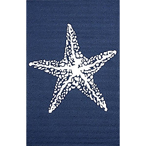 nuLOOM Marine Hand Hooked Indoor/Outdoor Area Rug, 4' x 6', Navy