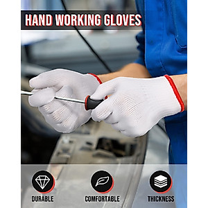 SATINIOR 36 Pairs Hand Work Gloves White Cotton Liners Gloves Safety Work Gloves Liners Men Women Cotton BBQ Gloves (Red Edging), One Size