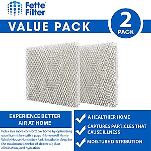 Fette Filter 2 Pack Whole House Humidifier Replacement Pads Compatible with Honeywell HC22P Also Compatible with Aprilaire Water Panel 10 Models 110 220 500 550 558 Humidifier