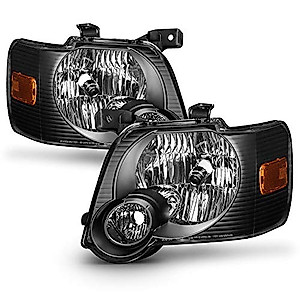 ACANII - For Black 2006-2010 Ford Explorer Headlights Headlamps Replacement Driver+Passenger Side