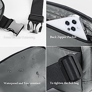 ODODOS Mini Belt Bag with Adjustable Strap, Vegan Leather Fanny Pack Small Waist Pouch for Workout Running Traveling Hiking, Matt Grey