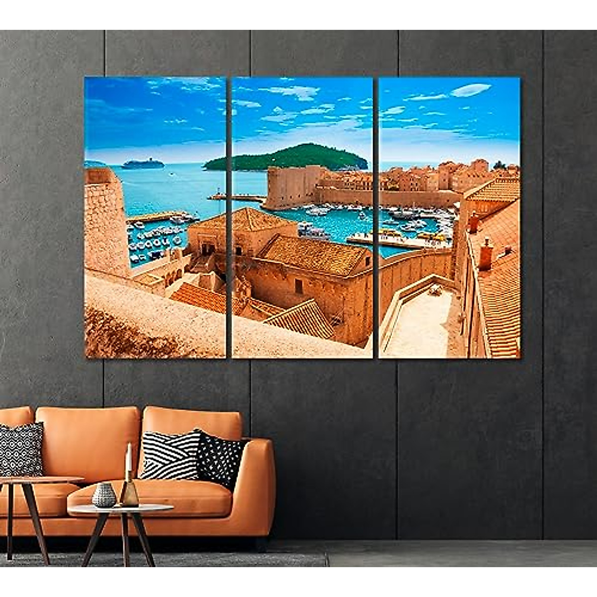 Dubrovnik Seaport Croatia Canvas Print 3 Panels / 36x24 inches