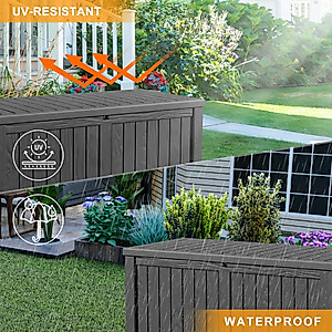 MAIUSCOLI 120 Gallon Outdoor Storage Box - Deck Box Waterproof Patio Furniture, Garden Tools, Cushions, Pool Accessories Outside Storage Resin Box,Black