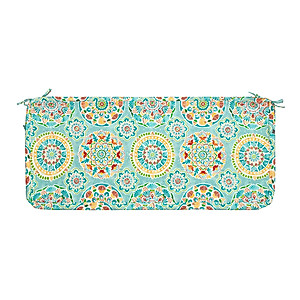 FUNHOME Outdoor Cushion Covers,45" x 18" x 3", No Insert! Patio Cushion Covers Replacement for Outdoor Furniture,Water Resistant Patio Bench Loveseat Covers 1 Pack, Cyan Circle (Covers ONLY)